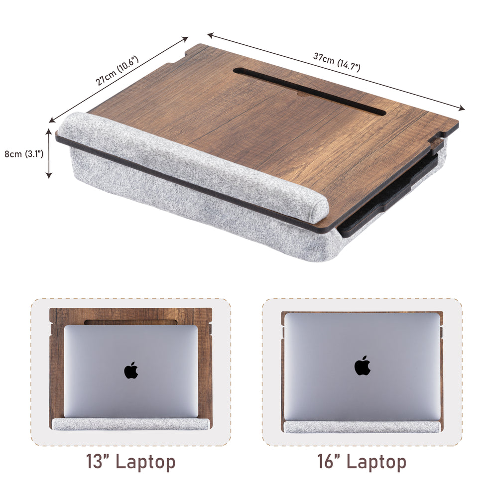 Vigo Wood Adjustable Laptop Tray - Cushioned Lap Desk for Bed & Sofa ...